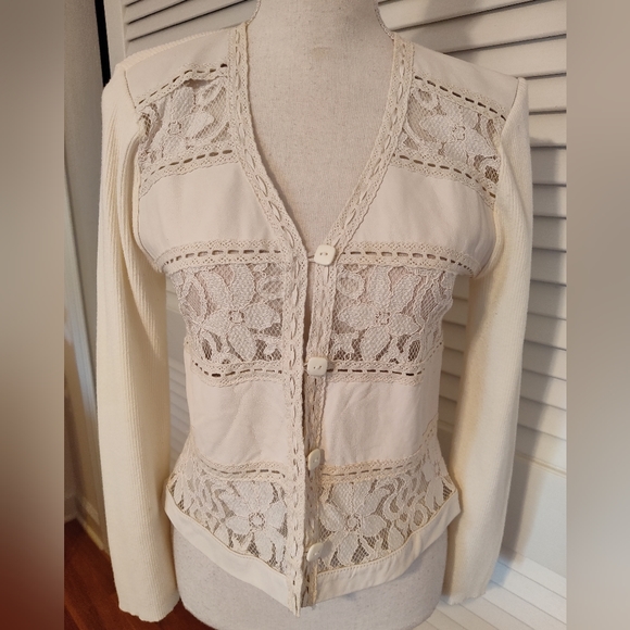 One Girl Who | Sweaters | Leather And Lace Sweater One Girl Who ...